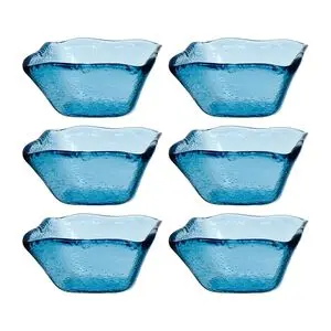 Turgla Home Glass Dinnerware Square Transparent Glass Ramekin Set Of Six - Blue