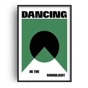 FANCLUB Green / Black Dancing In The Moonlight Retro Music Giclée Art Print A2 - Green/black