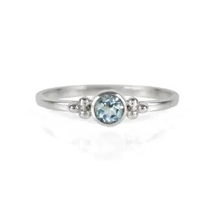 CHARLOTTE'S WEB JEWELLERY Holi Jewel Silver Stacking Ring Topaz - Blue