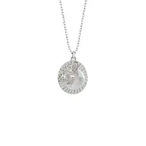 SPERO LONDON Moon Embossed Silhouette Sterling Medal Necklace - Silver