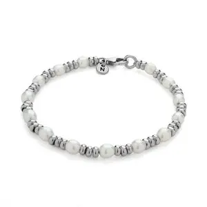 NELLOU JEWELLERY Ellen Gem Pearl Bracelet Sterling Silver - White