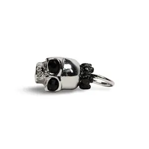 JAGGED HALO JEWELRY White Gold Lenny Skull Charm - Silver