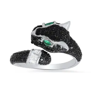 KYLIE HARPER Panther Diamond Cz Statet Ring - Black