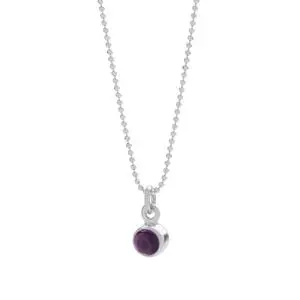 NELLOU JEWELLERY Gem Dot Birthstone Necklace Amethyst February Sterling Silver - Yellow