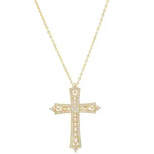 KYLIE HARPER Art Deco Diamond Cz Cross Pendant Necklace - Gold