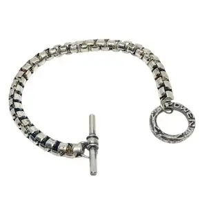 TG-JEWELLERY BY TAMARA GERVASIO Silver / Black ’s Sterling Silver Box Chain Bracelet With T-bar Clasp - Silver/black