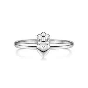 UNALOE Adjustable Ring With Crown And Heart In Sterling Handmade Italian Jewelry - Silver