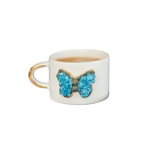 ANATOLIACRAFT Butterfly Handmade Ceramic Mug - Blue