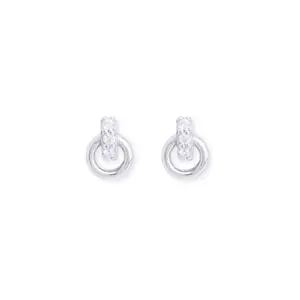 INARI JEWELLERY Halo Flatback Earrings Sterling Sliver White Topaz - Silver
