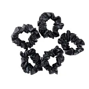 SOFT STROKES SILK Pure Mulberry Silk Regular Scrunchie Set Of Five In Black