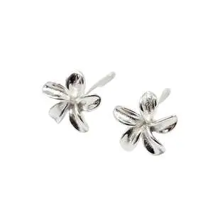 HARFI Dainty Mini Tiny Flower Stud Sterling Earrings - Silver