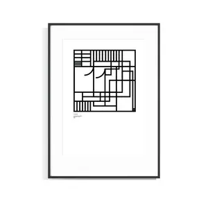 Curiosity Snug Numerology Series – Abstract Lines Number Eleven Limited Edition Print - Black