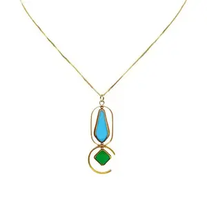 ARACHELI STUDIO Blue / Green Blue And Green Art Deco Necklace - Blue/green
