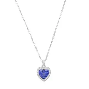 KYLIE HARPER Sterling Heart-cut Tanzanite Halo Pendant Necklace - Silver