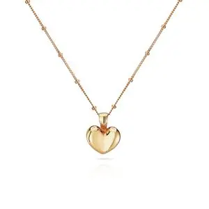 LULU AND BOO JEWELLERY Silver / Gold Solid Nine Carat Gold Necklace With Puffy Heart Pendant - Silver/gold