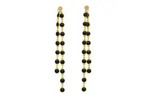 REJECTED HEARTS CLUB Love Story Double Sided Dangle Lentil Beaded Chain Earrings - Black