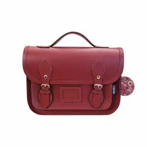 ZATCHELS Floral Lined Leather Midi Satchel Oxblood - Red