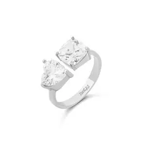 SHYMI Two Stone Cocktail Ring - Silver