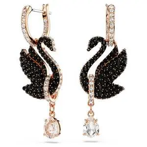 SWAROVSKI Swan Drop Earrings - Black
