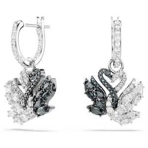 SWAROVSKI Swarovski Swan Drop Earrings Black