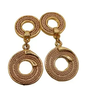 NART NATURE MAKING ART Neutrals / The Double Round Buriti Natural Fiber Earrings - Gold