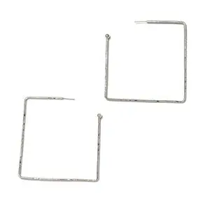 JAREDJAMIN Squaretastic Hoop Post Earrings - Silver