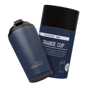 Fressko Grande 16oz / 475ml Reusable Coffee Cup, Stainless Steel Denim - Blue
