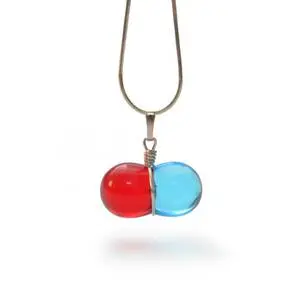 LAURA DAILI Blue / Red / Silver Fire & Water Harmony Glass Pendant - Blue/red/silver