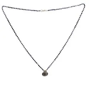 AMONTA Brown / Blue Cat’s-eye Beryl Diamond & Sapphire Silk Necklace- Mystic Gaze - Brown/blue