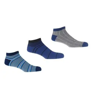 PEPER HAROW - MADE IN ENGLAND Trainer Socks Bundle Multistripe, Retro & Dash - Blue/gray