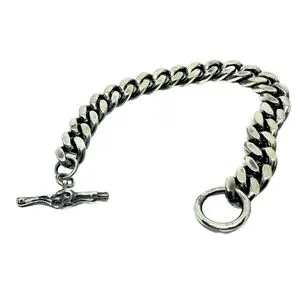 TG-JEWELLERY BY TAMARA GERVASIO Silver / Black Celtic Dog Curb Chain Bracelet In Polish And Oxide Sterling Silver - Silver/black
