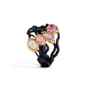 GERMAN KABIRSKI Damid Iconic Design Ring With Mixed Raw Gemstones - Black