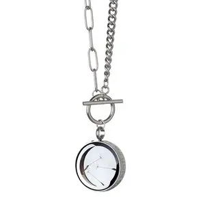 MY LITTLE NATURE Handmade Dandelion Seed Necklace With Glass Pendant - Silver