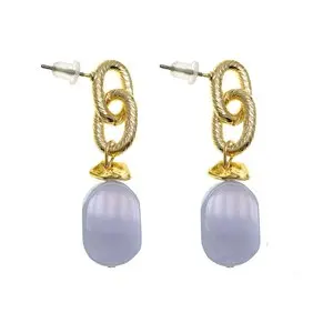 FARRA Lace Agate Chain Simple Earrings - Blue