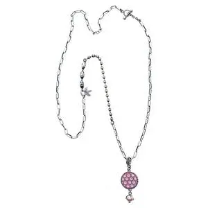 GEM KINGDOM Silver / Pink Pink Polkadot Necklace - Silver/pink