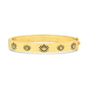 SEVEN SAINTS Evil Eye Protection Bangle, Over Sterling Silver, Blue & White Topaz - Gold