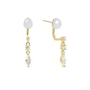 FREQNC ATELIER Serpent Earrings Moonstone Ear Jackets - White