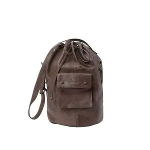 CHANEL JOAN ELKAYAM Leather Drawstring Bucket Bag - Grey