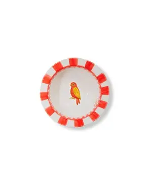 Mojjere Faience Soup Bowl Animal Design Flame - Red