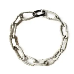WAIWAI Link Leather Necklace Off - White