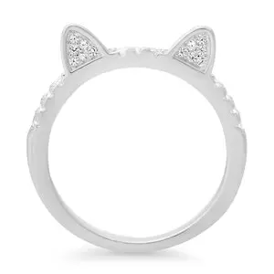 KYLIE HARPER Sterling Diamond Cz Kitty Cat Band Ring - Silver