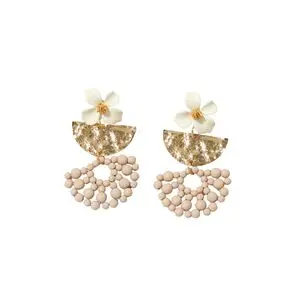 SAHARAS ESSENTIALS Neutrals Flower Earrings - Beige