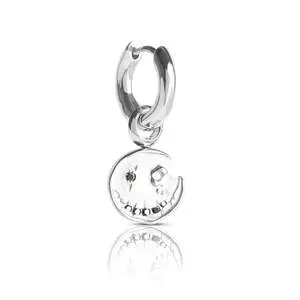 KASUN LONDON Smile Hoop Earrings – April – Diamond - Silver