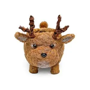 YUMI WEAVES Reindeer Plant Pot And Desk Organiser - Brown
