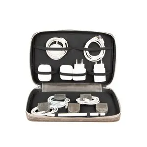 LEATHERE Leather Tech Organizer Case Light Gray Oslo - Grey