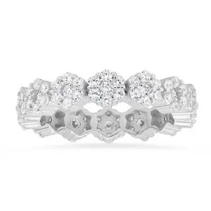 KYLIE HARPER Diamond Cz Floral Eternity Band Ring In Sterling - Silver