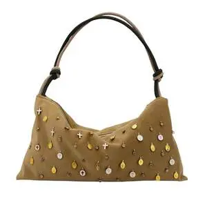 HILO DE MAR Neutrals Velvet Bag With Charms Sand Handmade - Pink/red