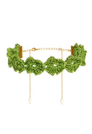 LAVANI JEWELS Gertrudis Clover Choker - Green