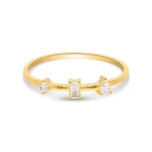 ESTERAH Triple Stone Ring - Gold