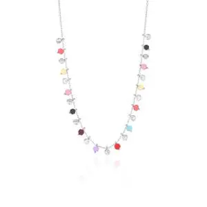 SPERO LONDON Sterling Colorfull Rainbow Hexagon Sterling Necklace - Silver